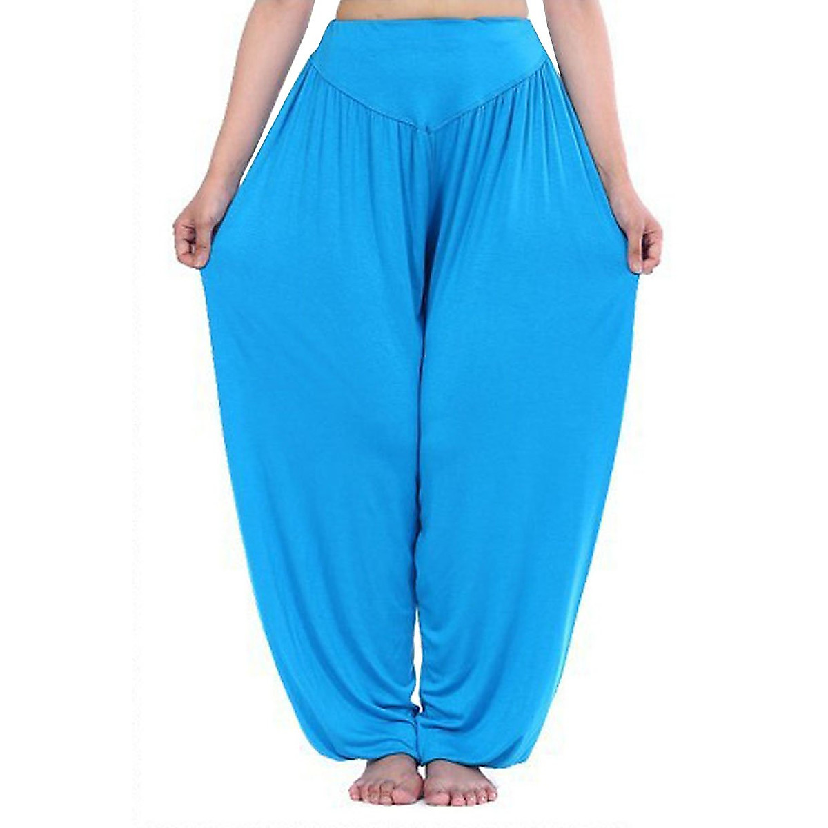 HOEREV Super Soft Modal Spandex Harem Yoga/Pilates Pants Black, Medium