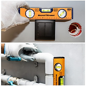 Mecurate Instrument Level Tool, 9 inch, 230mm, Metric&Inch Double Scale Magnetic Torpedo Level and Ruler