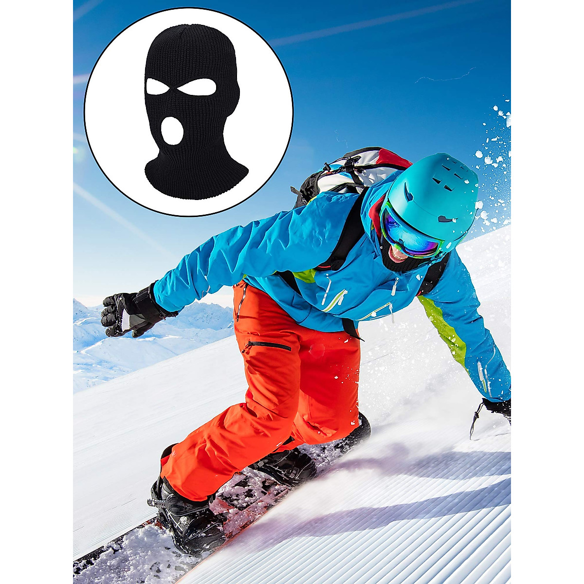 WILLBOND 2 Pieces Knitted Full Face Cover 3 Hole Mask Winter Balaclava Face cover, One Size(Black, Medium)