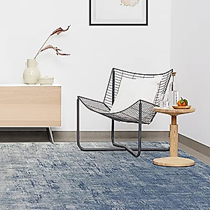 RUGGABLE Impasto Washable Rug - Perfect Modern Area Rug for Living Room Bedroom Kitchen - Pet & Child Friendly - Stain & Water Resistant - Slate Blue 9'x12' (Standard Pad)