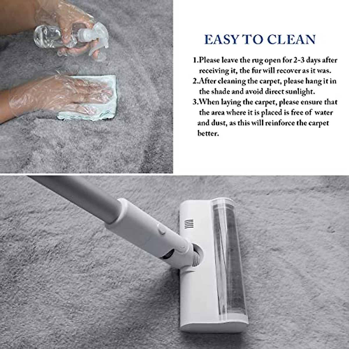 Vamcheer Faux Rabbit Fur Rug - 2x3 Feet Super Soft Fur Chair Couch Throw Rug, Light Grey 800GSM Cozy Fluffy Shag Furry Area Rugs for Bedroom Floor Sofa Living Room, Non-Slip Plush Fuzzy Comfy Carpet