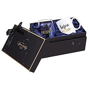 Before Patients, After Patients 11 oz Coffee Mug and 18 oz Stemless Wine Glass Set Gifts Idea for Nurses, Doctors, Hygienists, Assistants, Physician, Dentists Unique Birthday Graduation Gifts Idea