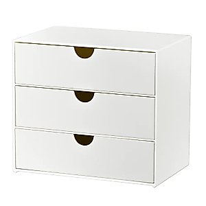 Lunmore 3-Drawer Vanity Organizer, Compact Storage Organization Drawers Set for Cosmetics, Dental Supplies, Bathroom, Dorm, Desk, Countertop, Office Mini Size