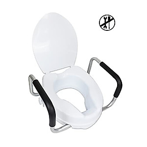 PEPE - Toilet Seat Riser with Handles, Toilet Seat Risers for Seniors, Toilet Riser with Handles, Raised Toilet Seat with Lid, Handicap Toilet Seat with Handles Over Toilet, White 4"