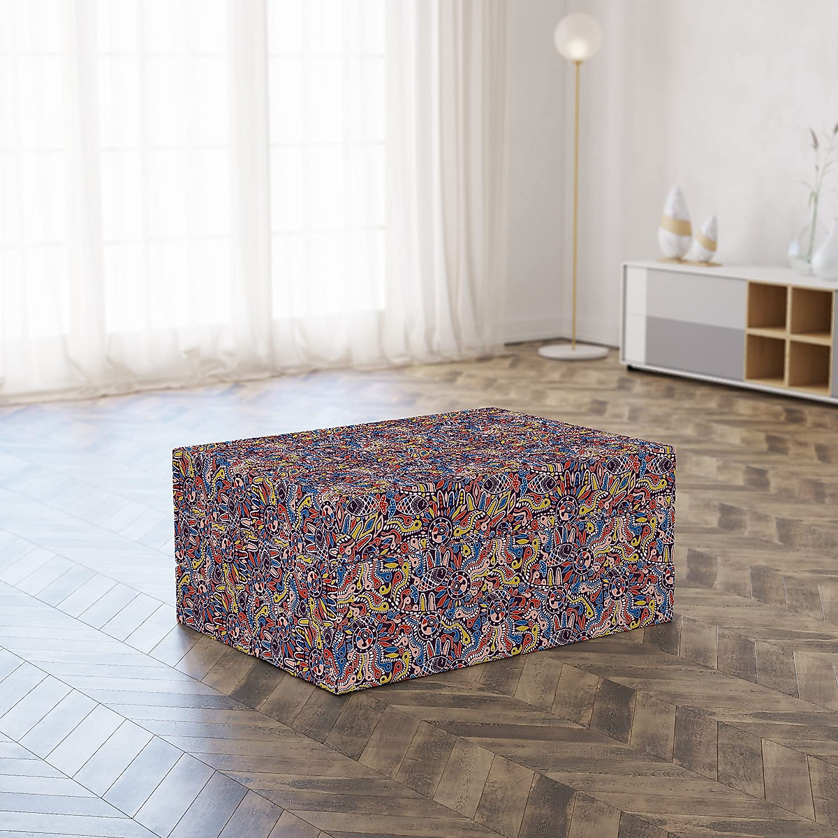 Ambesonne Ethnic Foldable Mattress, Mosaic Bohemian, 74.8" x 35.4", Multicolor