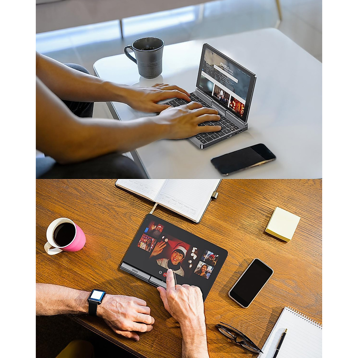 2 in 1 Convertible Laptop, Win11 Win10 8in Touchscreen Mini Laptop, 12GB RAM High Speed for Intel Alder Lake CPU Ultra Ligh Pocket Laptop with Stylus, Dual Band WiFi BT5.2 Portable Tablet PC(12G+128G)