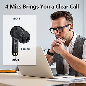 A40 Pro Wireless Earbuds, 50Hrs Playtime Bluetooth Earbuds Built in Noise Cancellation Mic with Charging Case, Bluetooth Headphones with Stereo Sound, IPX7 Waterproof Ear buds for iPhone and Android