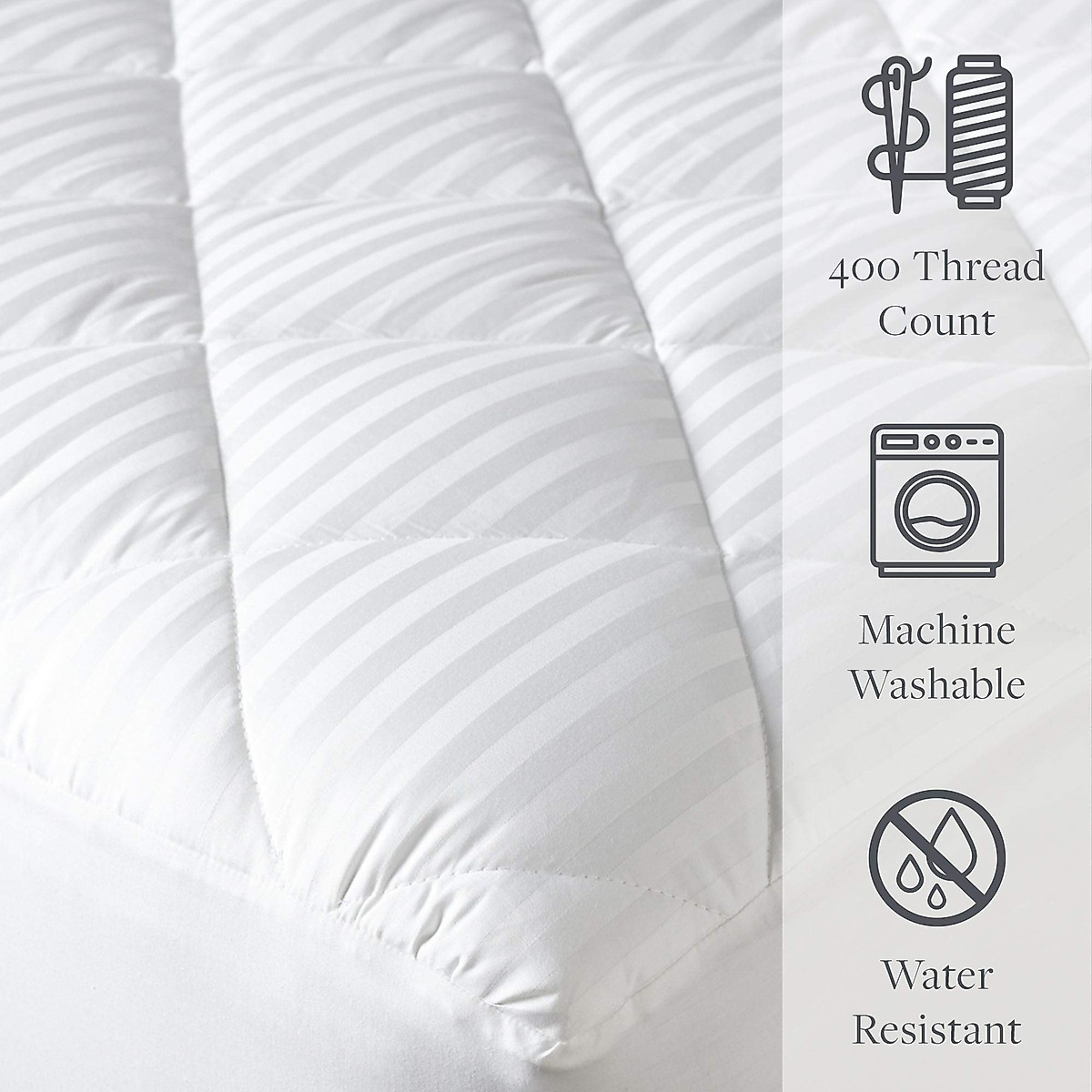 Westin Mattress Pad - Plush Quilted Mattress Topper with Deep Fitted Sides - King (78" x 80" x 18")