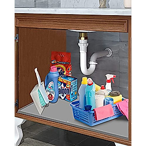 Under Sink Mat Waterproof 28"x22" Kitchen Cabinet Mat - Silicone Under Sink Liner Drip Tray with Drain Hole for The Kitchen, Bath, and Laundry Cabinets