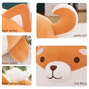 Shiba Inu Plush Toy Soft and Cute Corgi Stuffed Animal Dog Hugging Pillow Puppy Plushie Dolls for Kids Gift(35cm/13.77inch)