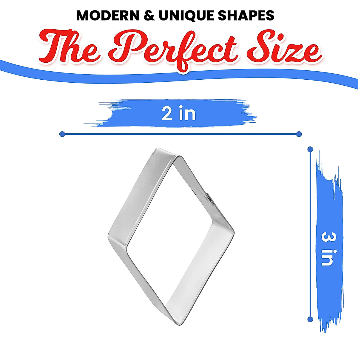 Foose Diamond Cookie Cutter 3 Inch –Tin Plated Steel Cookie Cutters – Diamond Cookie Mold