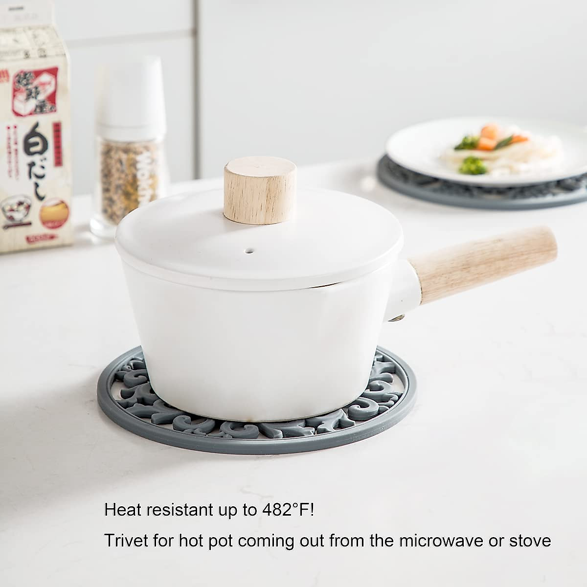 Extra Thick Silicone Trivet Mat for Hot Dishes, Hot Pots and Pans, Pot Holder, Hot Pad to Portect Your Table and Countertop, Kitchen Decor and Accessories,Merlot Red,Set of 3