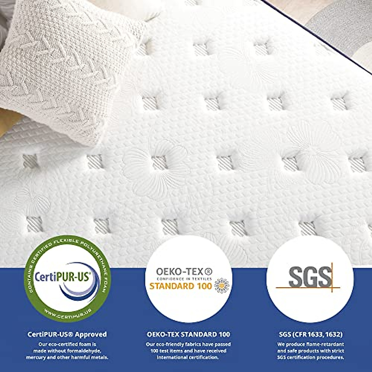 Olee Sleep 12 Inch Midnight Euro Top Gel Memory Foam Spring Hybrid Mattress, Mattress In a Box, CertiPUR-US Certified, Queen