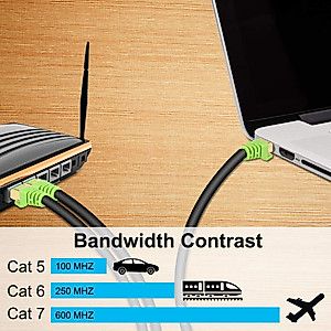 Outdoor Cat 7 Ethernet Cable 100ft, 26AWG Heavy-Duty Cat7 Networking Cord Patch Cable RJ45 Transmission Speed 10GbpsTransmission Bandwidth 600Mhz LAN Wire Cable SFTP Waterproof Direct Burial (100FT)…