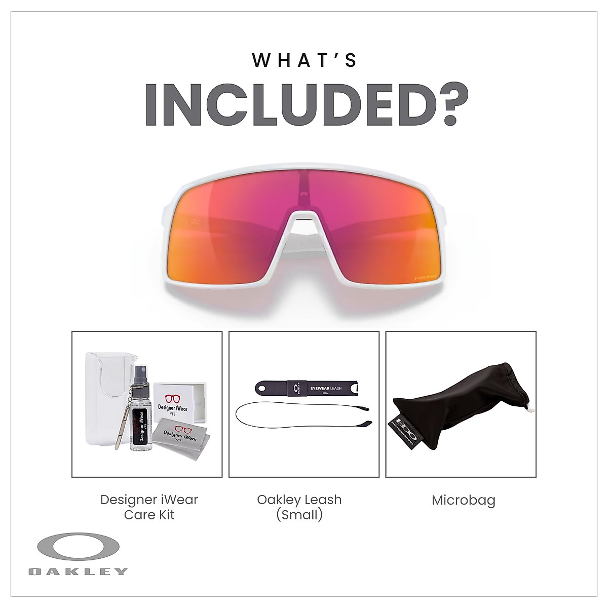 Oakley Sutro OO9406 OO940691 37MM Polished White/Prizm Sapphire Rectangular Sunglasses for Men + BUNDLE with Designer iWear Eyewear Kit