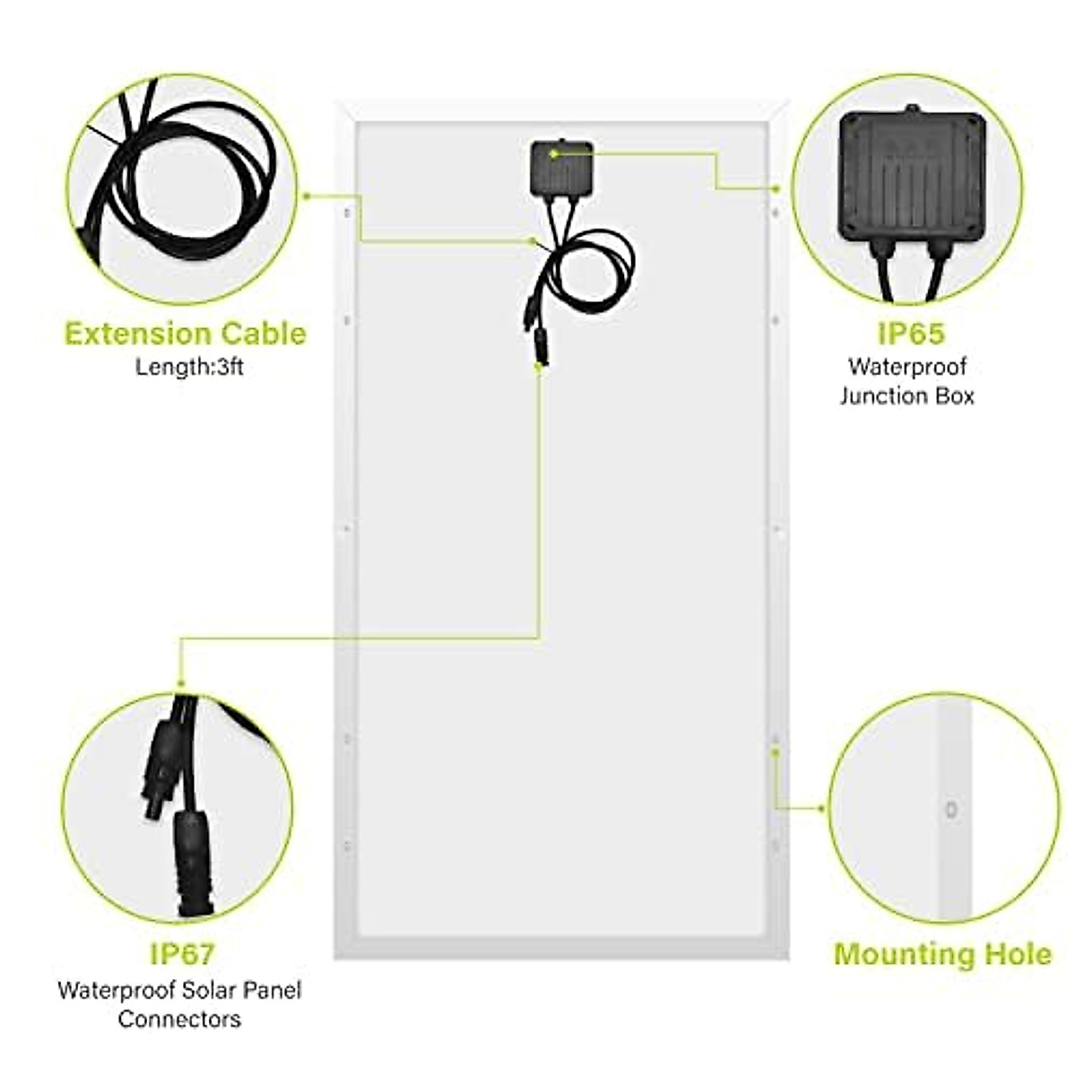 Newpowa 220W Monocrystalline 10BB Cell Solar Panel 220 Watt 12V High Efficiency Mono Module RV Marine Boat Off Grid