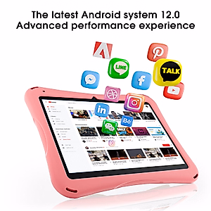 SGIN 10 Inch Tablet for Kids, Android 12 Kids Tablet with Kids Case, 2GB RAM 64GB ROM, 5000mAh, 1280 * 800 Display, Dual Camera, WiFi, Educational Games, Yellowish Butterfly Handle