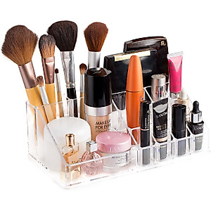 Clear Cosmetic Storage Organizer - Easily Organize Your Cosmetics, Jewelry and Hair Accessories. Looks Elegant Sitting on Your Vanity, Bathroom Counter or Dresser. Clear Design for Easy Visibility.
