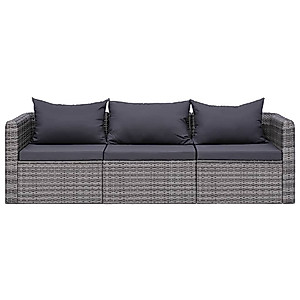 vidaXL 3 Piece Patio Sofa Set - Stylish and Practical Design with Weather-Resistant PE Rattan and Powder-Coated Steel Frames, Set Includes Cushions