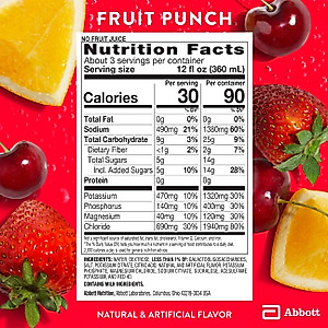 Pedialyte Sport Electrolyte Drink, Fast Hydration with 5 Key Electrolytes for Muscle Support Before, During, & After Exercise, Fruit Punch, 1 Liter, Pack of 4