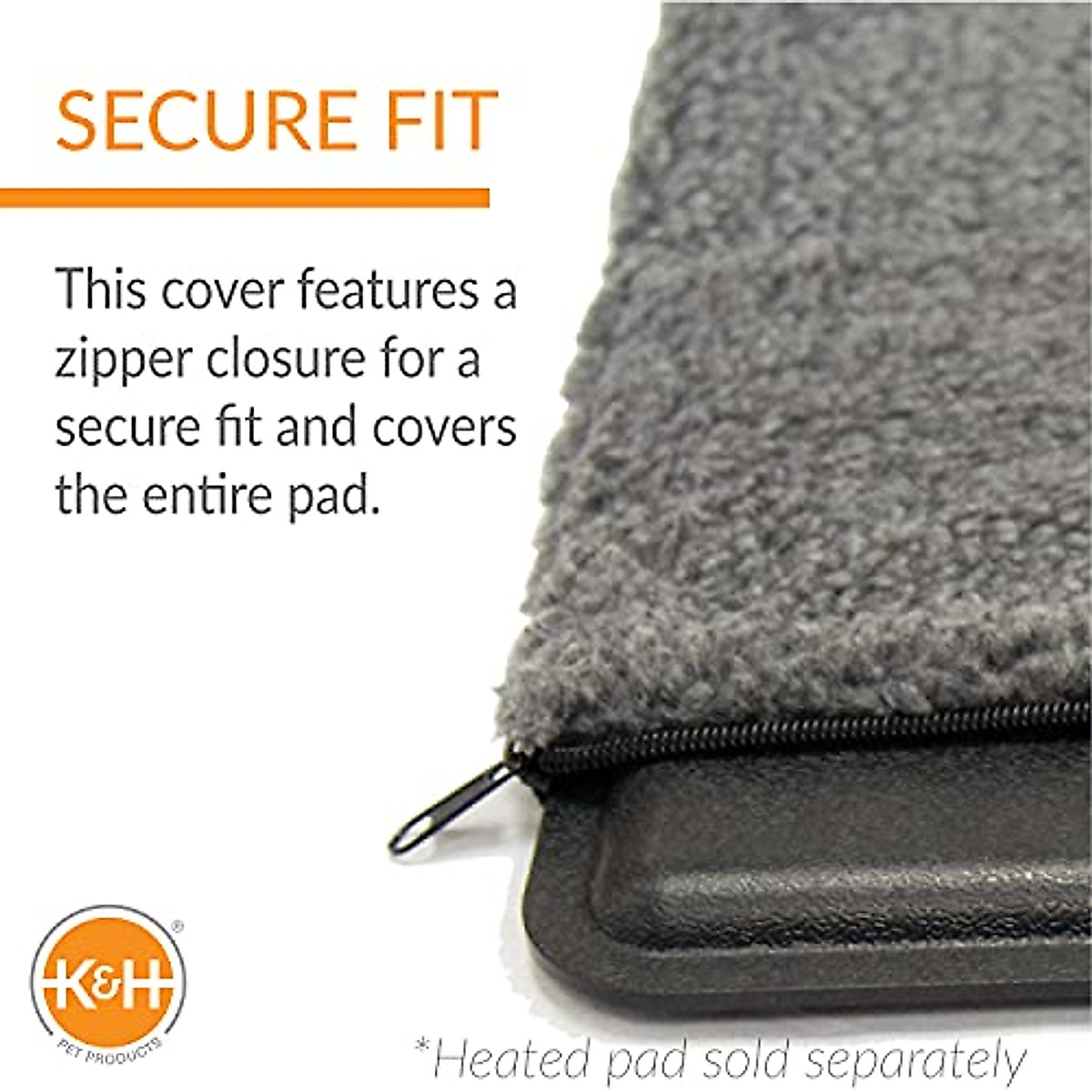 K&H Pet Products Lectro-Kennel Heated Pad Deluxe Cover (Pad not included) Gray Medium 16.5 X 22.5 Inches