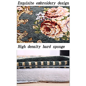 European Embroidery Chair Pads Seat Cushion with Tie for Home Office Dinning Chair Indoor Outdoor Seat Chair Pad (red, Set of 2)