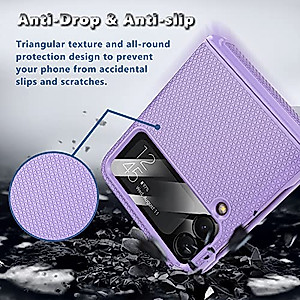 Vihibii Galaxy Z Flip 3 Case with Hinge Protection & Camera Screen Protector - Slim, Non-Slip, Lightweight, 5G-Compatible (Purple)