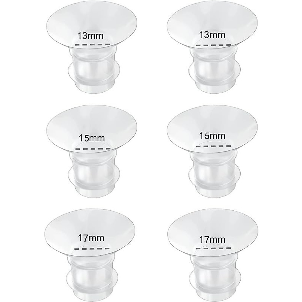 Flange Inserts for Breast Pump 6PCS, 13/15/17mm Flange Inserts Compatible with Spectra/Medela/Momcozy S12 Pro/S9 Pro/S12/S9 Wearable Breast Pump Shields/Flanges, Reduce to Correct Size