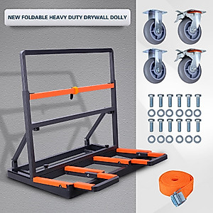 Upgrade Folding Drywall Cart Heavy Duty,Drywall Dolly Load 2200 lbs Capacity,Panel Cart with Extended Large Deck,Panel Dolly Handling Plywood Sheetrock Glass and Windows Service Cart