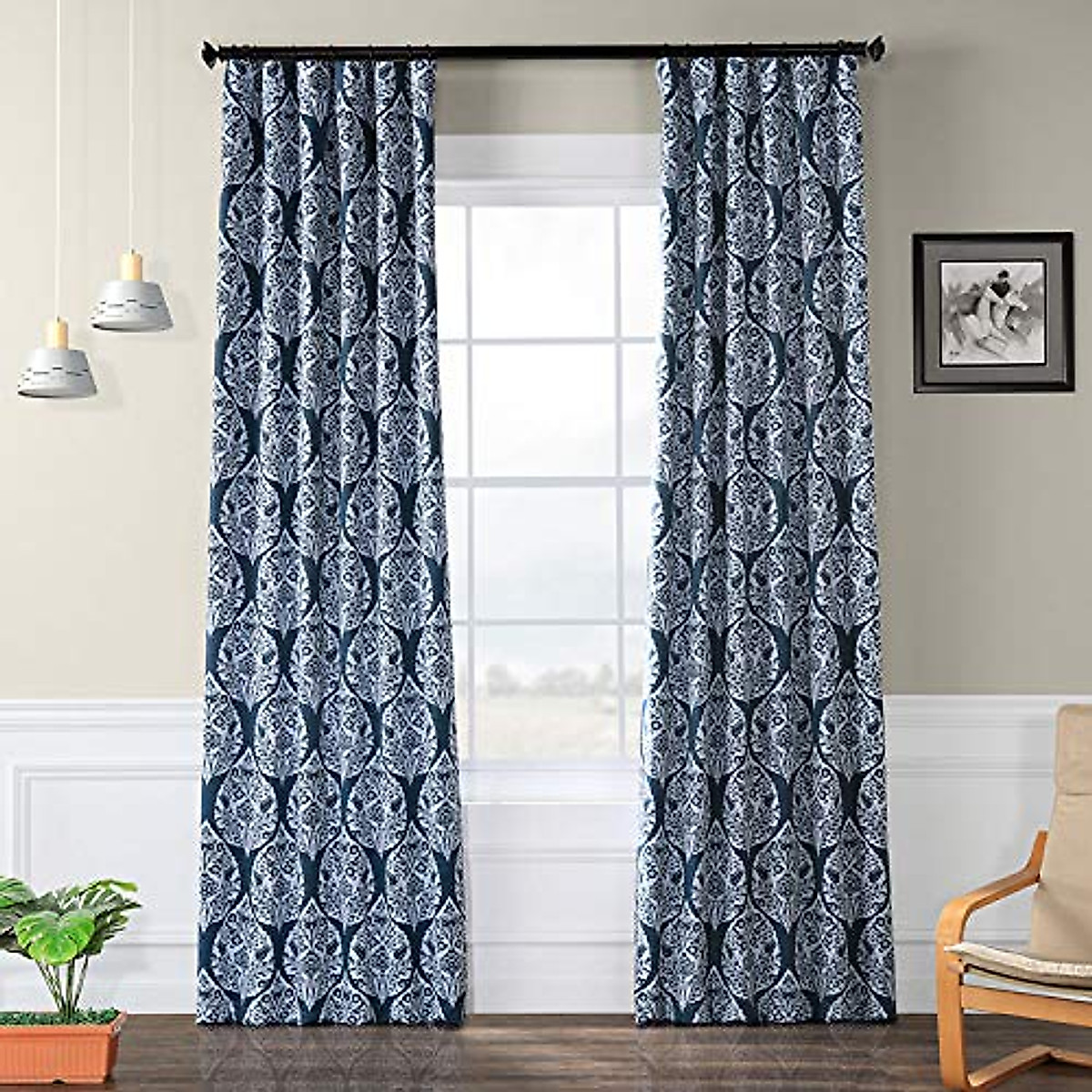 HPD Half Price Drapes Printed Room Darkening Curtains for Living Room & Bedroom 50 X 96, BOCH-KC108B-96 (1 Panel) Woodcut Green