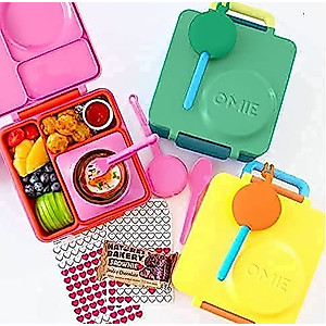 OmieBox Deluxe Bundle Set - Insulated Bento Lunch Box With Thermos PLUS Reusable Fork and Spoon with Case - (Purple)