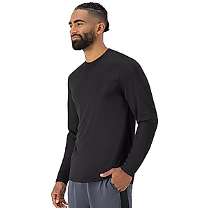 Hanes Men's Long Sleeve Cool Dri T-Shirt UPF 50+, Medium, 2 Pack ,Black