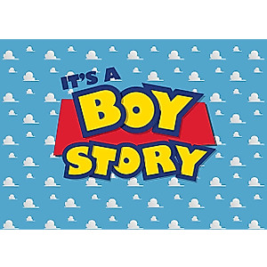 Cartoon Blue Sky White Clouds Toy Boy Story Theme Photography Backdrops 7x5ft Children Boys Birthday Party Photo Background Kids Newborn Baby Shower Dessert Cake Table Decor Props Supplies