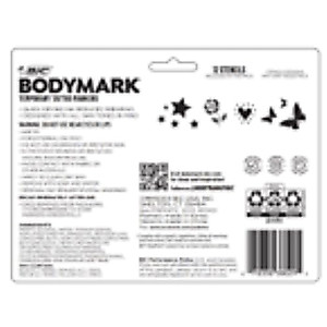 BIC BodyMark Party Pack Temporary Tattoo Marker for Skin, Premium Brush Tip, 4 Count Pack