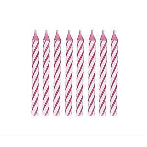 Unique Stripes Party Candles, 2.5", Pink