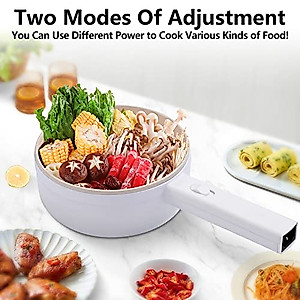 Ghjcvkp Electric Hot Pot, 1.5L Portable Non-Stick Pan for Steak, Egg, Fried Rice, Ramen, Oatmeal, Soup, Two Power Control and No Toxic Substances
