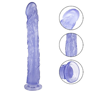13 Inch Jelly Crystal Dildo, Realistic Huge Flexible Dildos with Powerful Suction Cup Base Large Soft Thick Anal Dildo Adult Sex Toy for Women - Blue