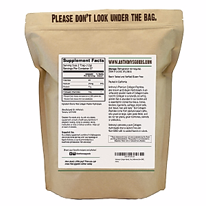 Anthony's Collagen Peptide Powder, 1 lb, Pure Hydrolyzed, Gluten Free, Keto and Paleo Friendly, Grass Fed, Unflavored, Non GMO