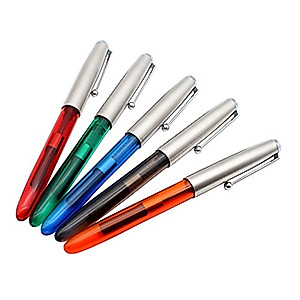 5 PCS Jinhao 51A Plastic Fountain Pen Set, Transparent, Diversity Color(Blue, Green, Grey, Orange, Red)