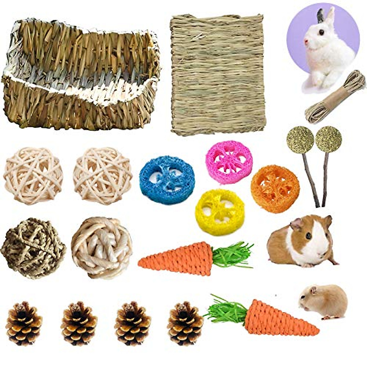 PStarDMoon Bunny Grass Bed-Hand Made Edible Natural Grass Hideaway Comfortable Playhouse for Rabbits, Guinea Pigs and Small Animals to Play,Sleep and Eat(style1)