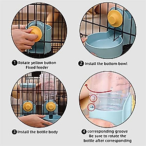 Aquarius CiCi Dog Cage Automatic Feeder Set, Food & Water Dispenser Hanging Bowls for Cage Crate Kennel (Green)