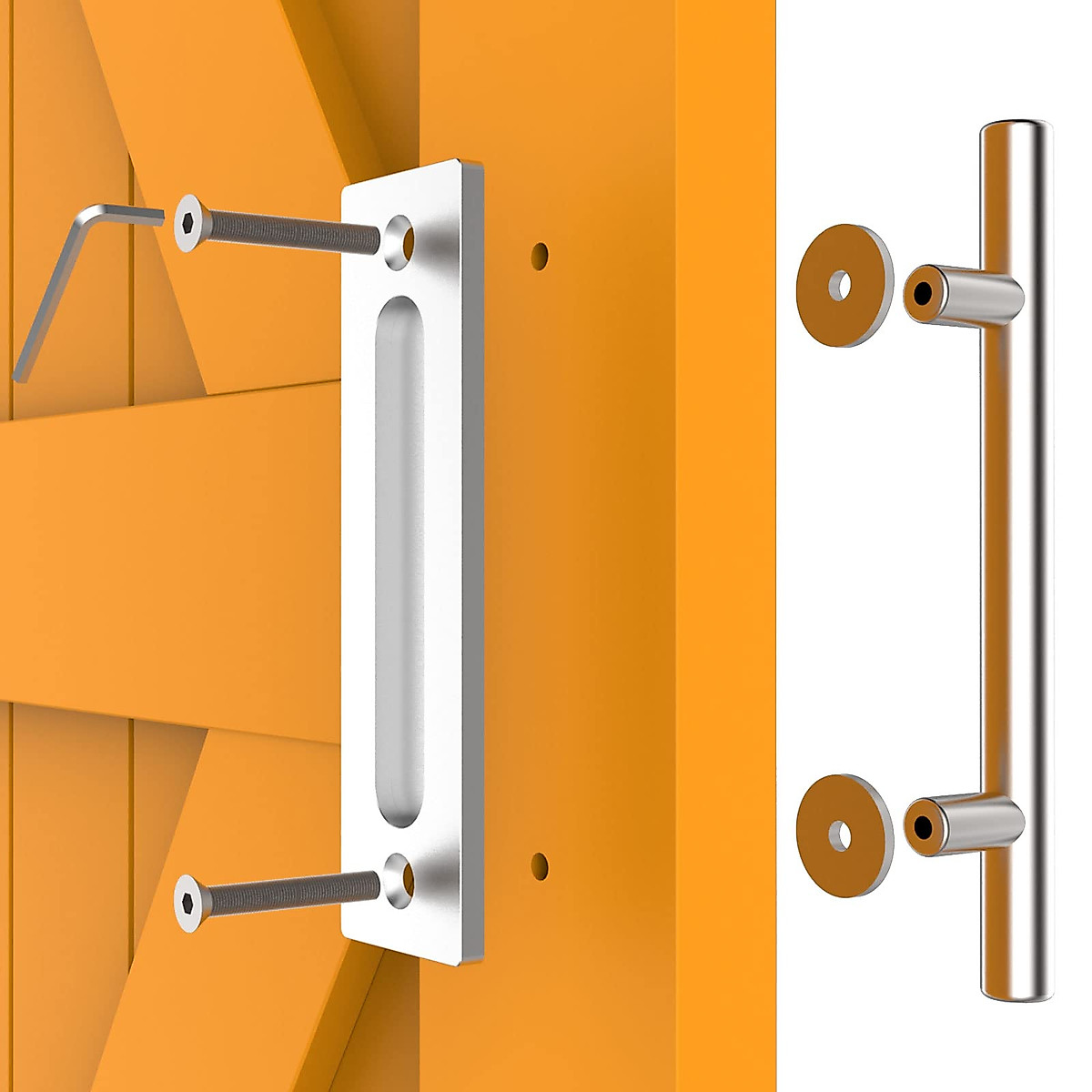 QINAIXQM 12''/30CM Sliding Barn Door Handle Double Sided Pull and Flush Barn Door Embedded Invisible Stainless Steel