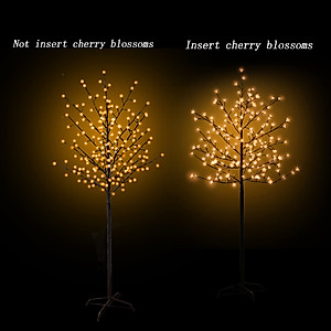 200 LED Cherry Blossom Tree Light 6 FT Lighted Up Tree Artificial Tree 8 Lighting Modes Waterproof for Indoor Home Spring Decoration (White)