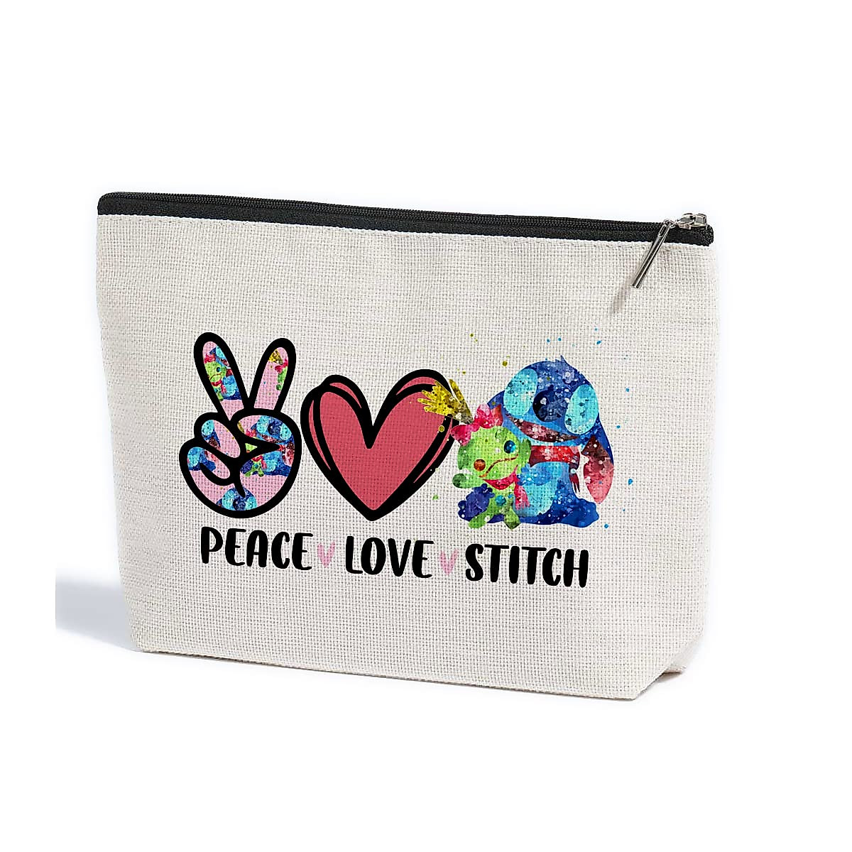 ZHAMEN Cartoon Lover Gift Hawaiian Cartoon Makeup Bag Peace Love Movie Fans Inspired Merchandise Gift for Girls Women Fans Teens Daughter Friends Her Nurse Graduation Birthday Christmas