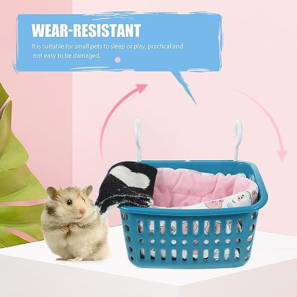 PATKAW Hamster Hammock Small Rat Hammock Winter Warm Hanging Basket Bed with Removable Cushion Blanket Hamster Cage Accessories for Guinea Pig Chinchilla Ferret Hamster Hanging Hammock