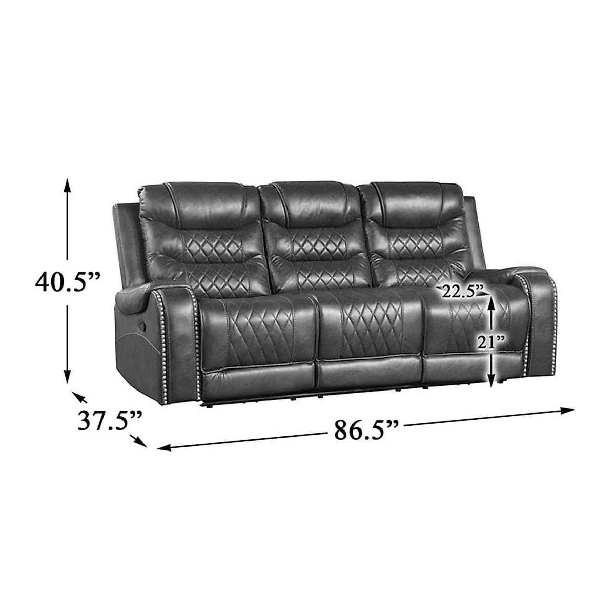 Lexicon Derringer Wall Hugger Manual Double Reclining Sofa, Gray