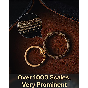 COPPERTIST.WU Ouroboros Snap Brass Keychain Keyring Spring Clip Ring with Key Ring