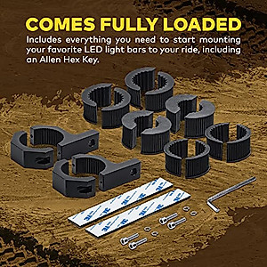 Off-Road Light Mounting Bracket Bar Clamp Kits [1"/1.5"/1.75"/2" Inch] [Horizontal Bar] [Aluminium] [2 Units] Bull Roll Cage Clamps Mount For ATV UTV