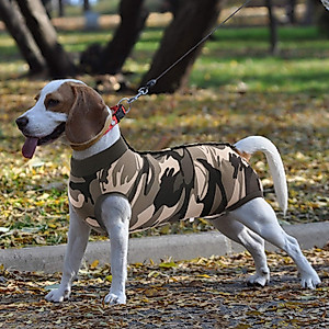 SAWMONG Dog Recovery Suit, Recovery Suit for Dogs After Surgery, Dog Spay Surgical Suit for Female Dogs, Dog Onesie Body Suit for Surgery Male Substitute Dog E-Collar Cone, Camouflage, Large