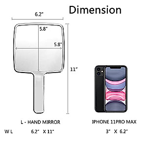 Funly mee Stylish Hand Mirror for Women, Electroplate Sliver Square Handheld Mirror with Water Ripple Frame- 6.2 x 11 inches